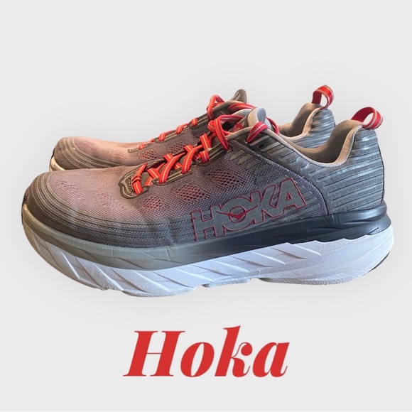 Hoka One One | Shoes | Hoka One One Mens Bondi 6 Alloy Steel Grey Red ...